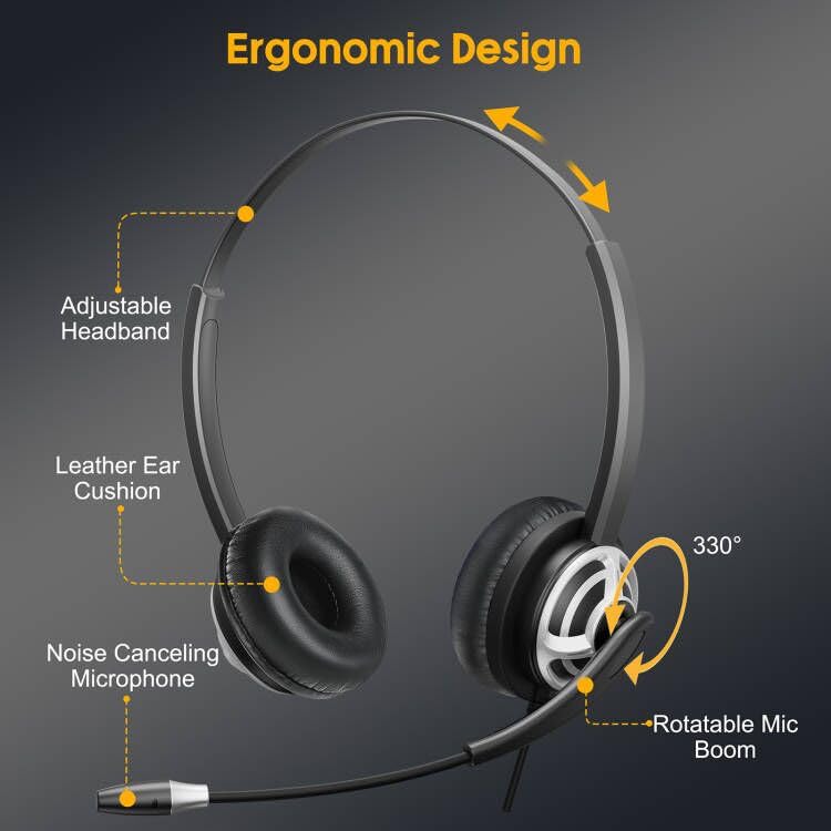 MAIRDI USB Headset with Microphone for Computer, PC Headset with Mic Noise Canceling for Laptop Teams Zoom Office Call Center Voip Phone Calls, Dictation Headset for Dragon Voice Recognition