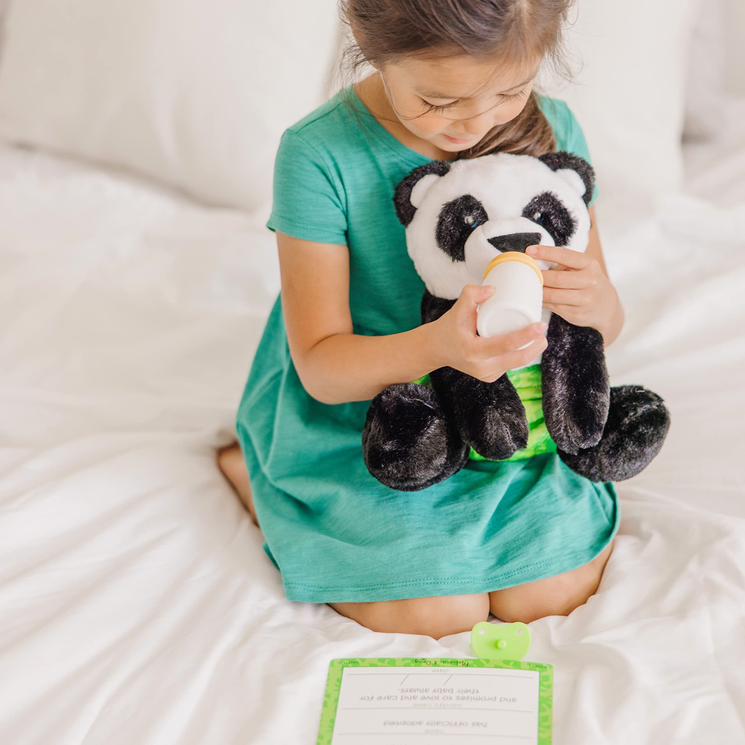 Melissa & Doug 11-Inch Baby Panda Plush Stuffed Animal with Pacifier, Diaper, Baby Bottle