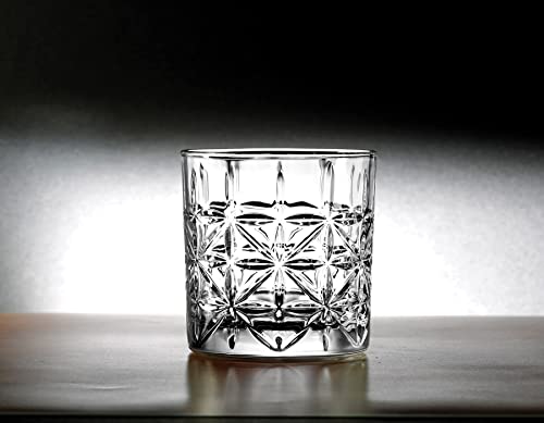 Circleware Walse Heavy Base Whiskey Glass Drinking Glasses, Set of 4, Entertainment Dinnerware Glassware for Water, Juice, Beer Bar Liquor Dining Decor Beverage Cups Gifts, 11.25 oz, Wales DOF