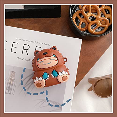 Husky-Cat Superhero Earphone Case Soft Rubber Silicone Wireless Charging Cover Protective Skin for AirPods Pro,Lovey Animal Character Surface Headphone Case (Bear)