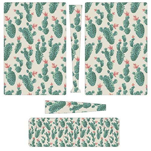 Cactus with Flowers Full Protective Skin Cover Design Wrap Decal Sticker Compatible with PS5 Digital Edition Console and Controller