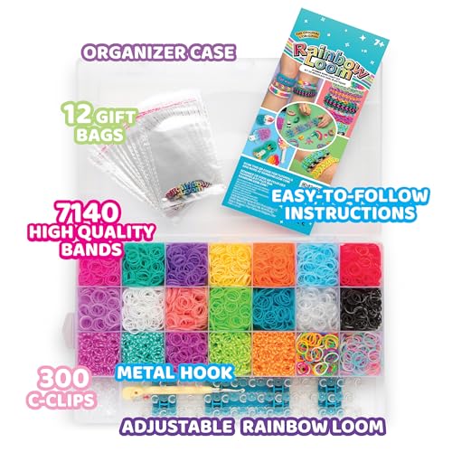 Rainbow Loom® MEGA Combo Set, Features 7000+ Colorful Rubber Bands, 2 Step-by-Step Bracelet Instructions, Organizer Case, Great Gift for Kids 7+ to Promote Fine Motor Skills (Packaging May Vary)