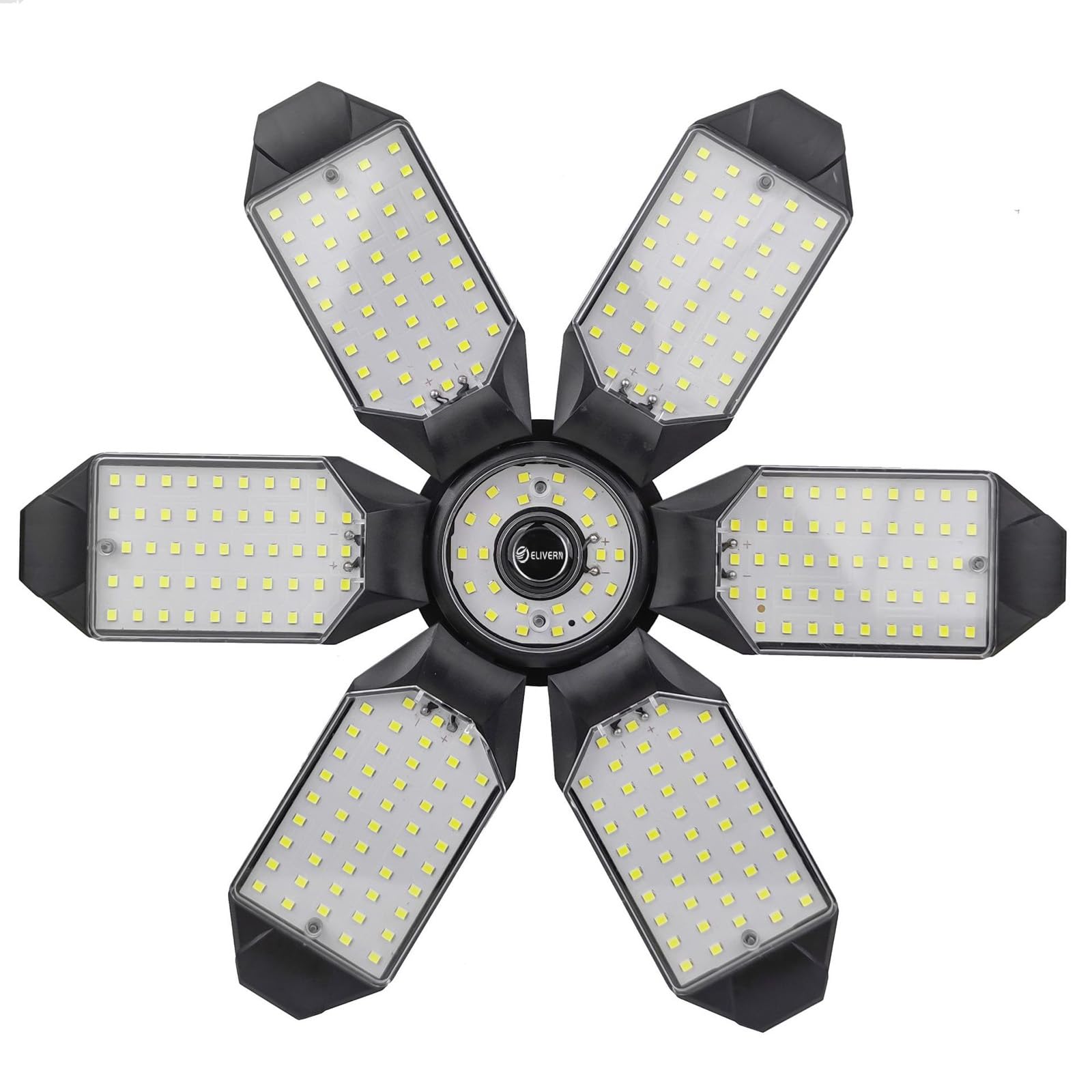ELIVERN LED Garage Light, 200W 20000LM 6500K Daylight LED Garage Ceiling Light with 6+1 Deformable Panels Compatible for E26/E27 Garage Light Socket, Led Shop Light for Basement Workshop Warehouse
