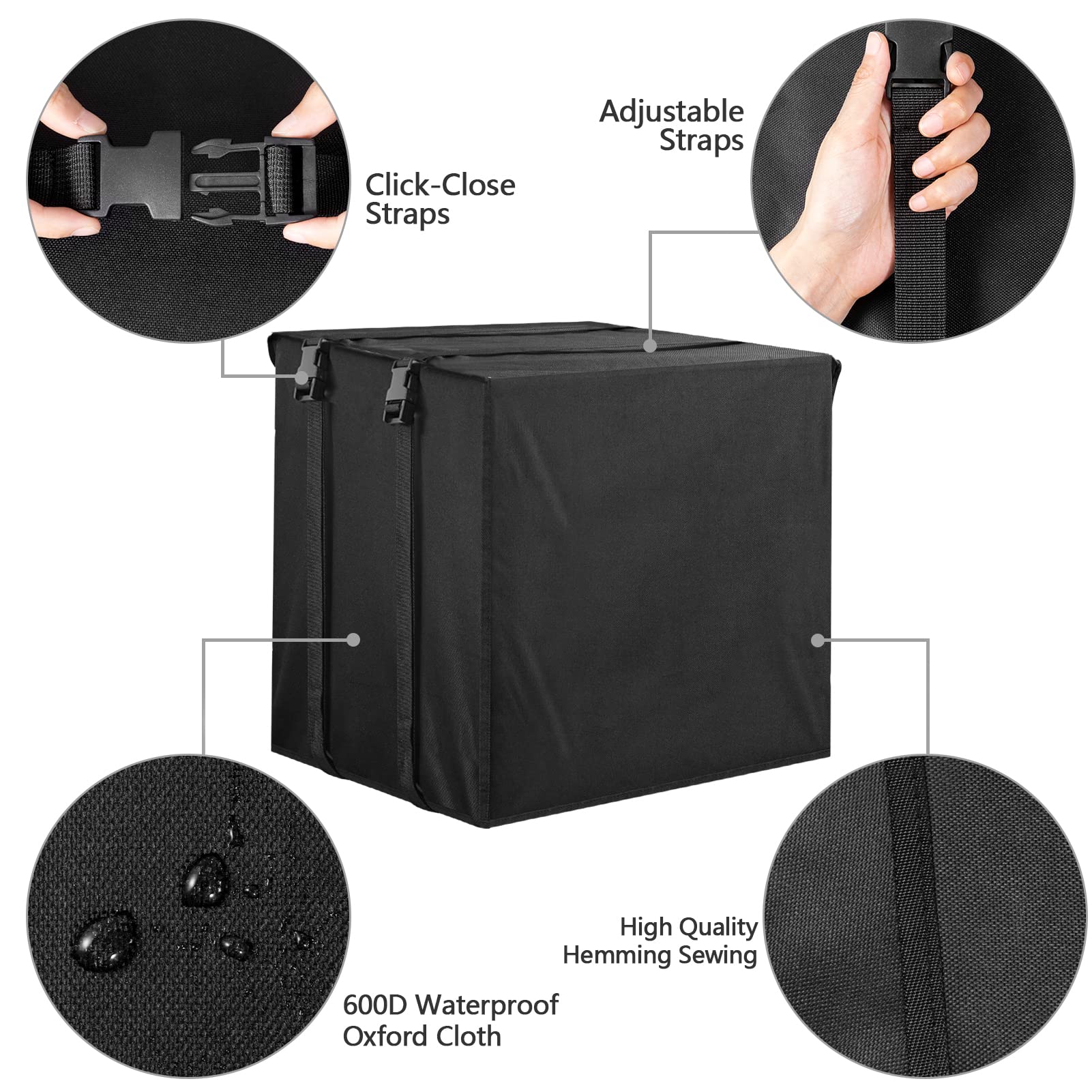 Sunolga Air Conditioner Covers for Window Units, Window Air Conditioner Cover with Water Resistant and Windproof Design - 17W x 13H x 12D Inches, Black