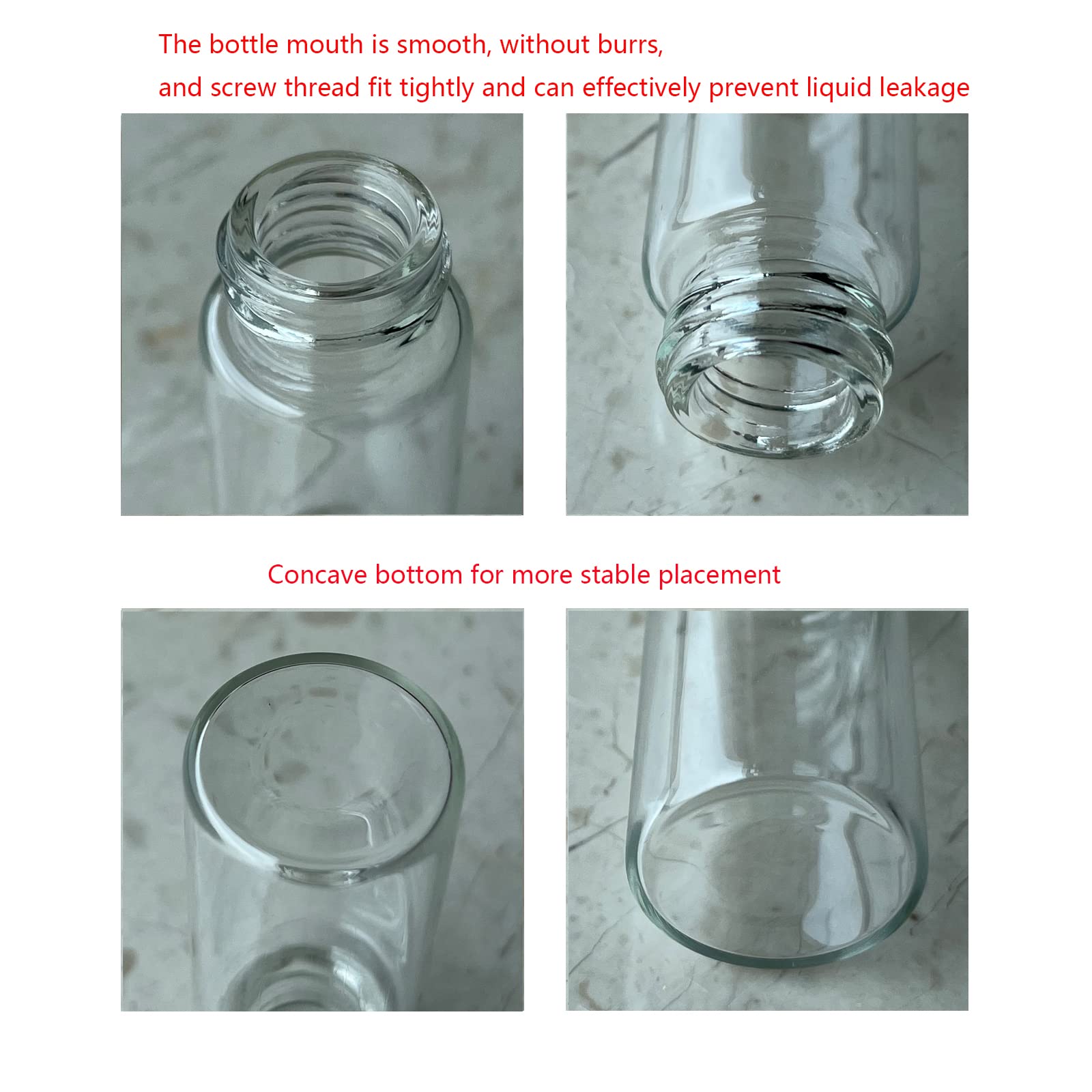Cadbibe 10ml Clear Glass Vials with Screw Caps and Plastic Stoppers, Small Liquid Sample Vial, Leak-Proof Vial, 12PCS
