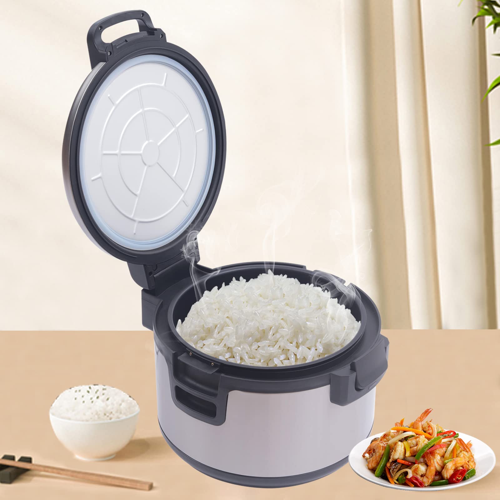 Commercial Electric Rice Warmer Cooker with Non-stick Inner Pot, Stainless Steel, 19 L/20QT-Large for Restaurant Family
