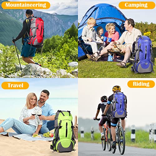 HERYWEKD Hiking Backpack, 50L Travel Backpack, Waterproof Lightweight Camping Backpack, Suitable for Hiking, Mountaineering, Camping (Red)