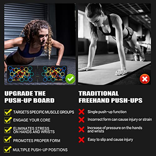 Home Workout Equipment Push Up Board 24 in 1 Multi-Functional Pushup Bar System Fitness Floor Chest Muscle Exercise Professional Equipment Burn Fat Strength Training Arm Men & Women Weights