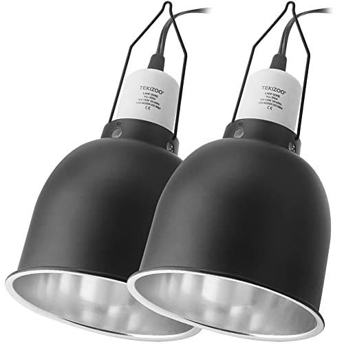 TEKIZOO Reptile Light Fixture 5.5 Inch Deep Dome Aluminum Optical Reflector Cover for Tortoise Habitat and Reptile Tank Glass Terrariums(2 Pack)