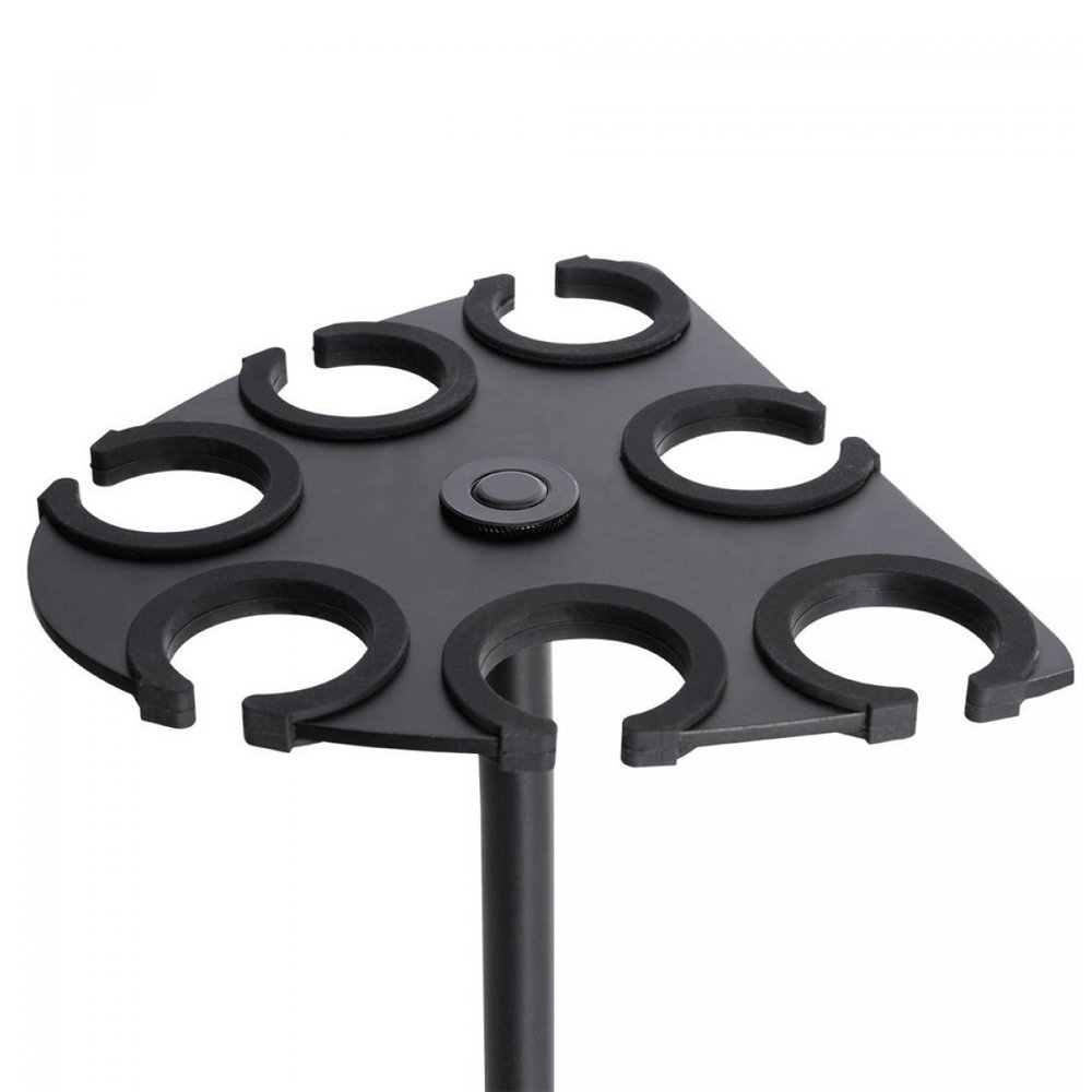 On Stage Round Base Microphone Stand, Black + Mic Holder + Mic Extension Attachment Bar + Strapeez - Top Value Microphone Accessory Kit