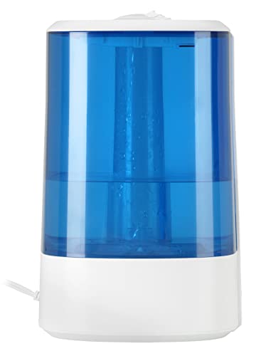 PureGuardian H5225WCA Ultrasonic Warm & Cool Mist Humidifier, 100 Hrs. Run Time, 2 Gal. Tank, 560 Sq. Ft. Coverage, Quiet, Filter Free, Silver Clean Treated Tank, Essential Oil Tray, White/Blue