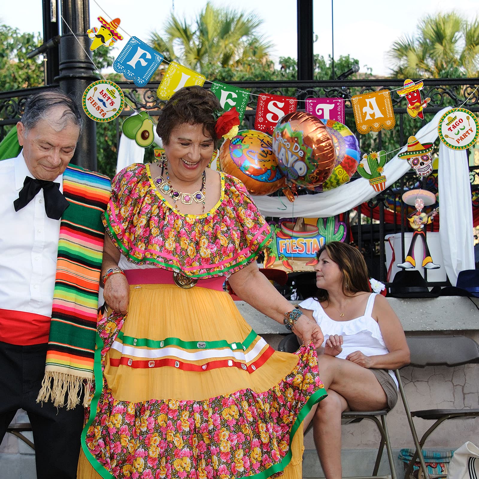 Cinco De Mayo Banner Mexican Party Supplies Sign Banner Garland Fiesta Party Decoration Day of the Dead Backdrops Ceiling Hanging Card Tissue Decorations for Mexican Festival Tacol Theme Birthday