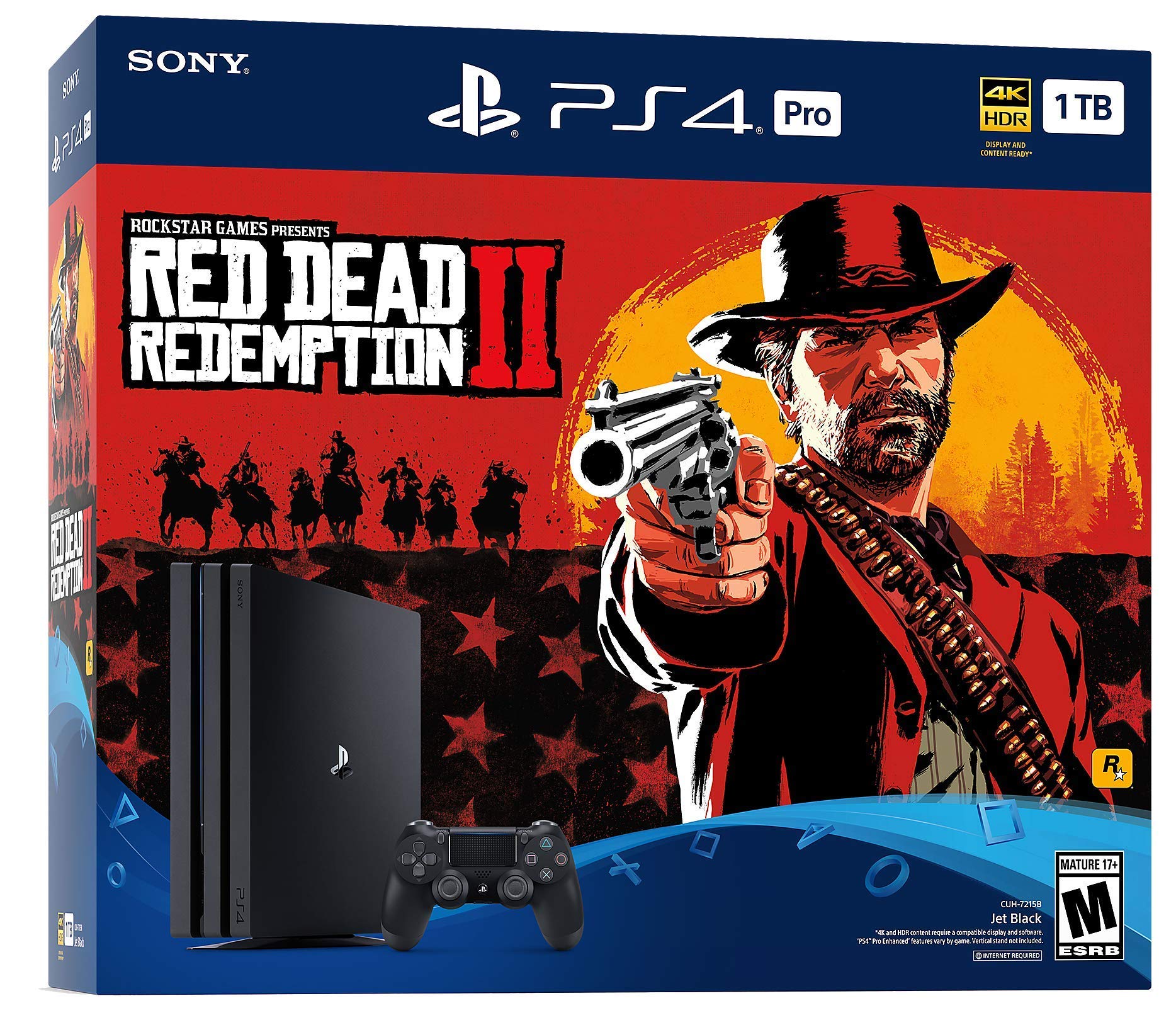 Playstation 4 Pro 1TB Solid State Drive Console with Red Dead Redemption 2 Bundle, 4K HDR, Playstation Pro Enhanced (Renewed)