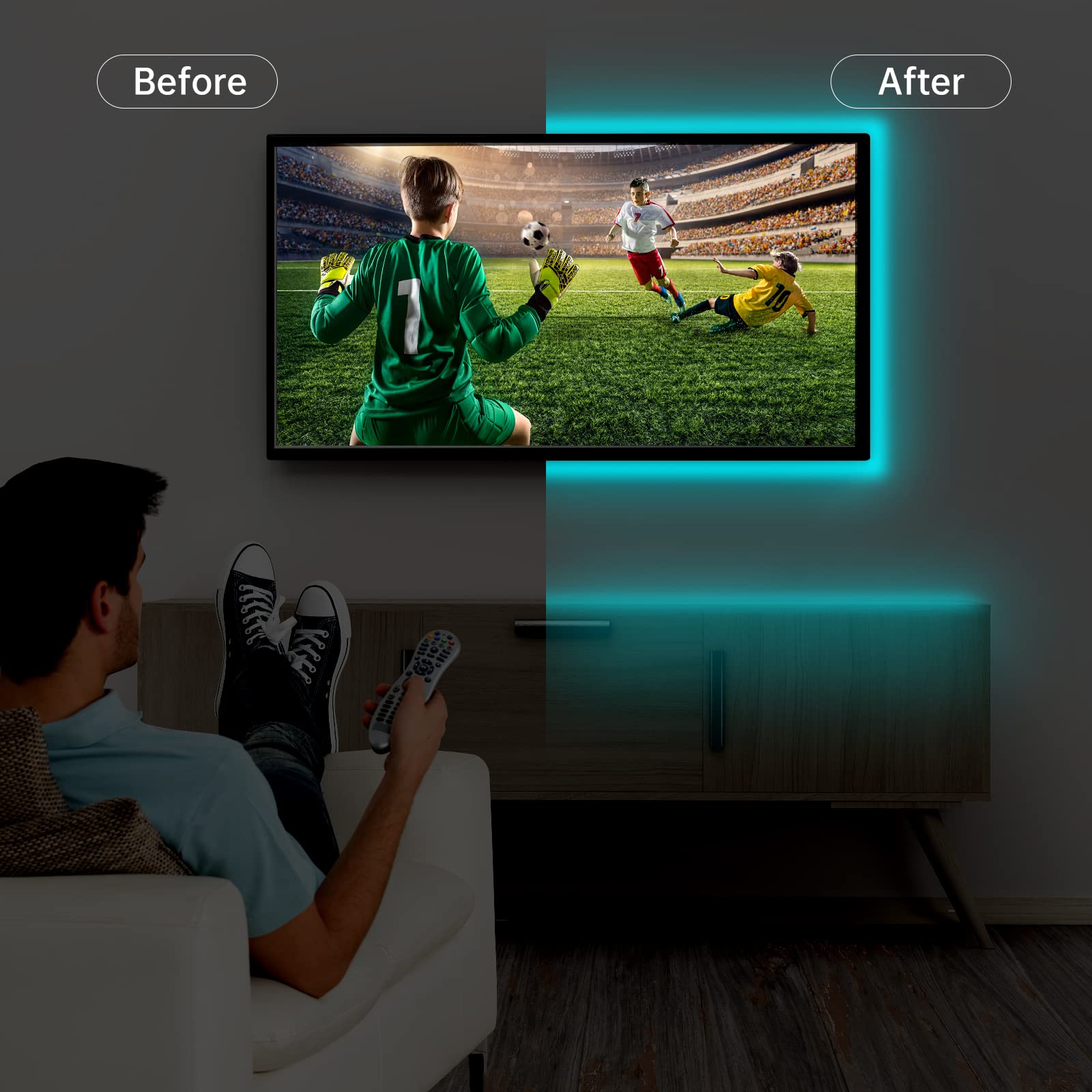 BYDIFFER 100ft Bluetooth Led Strip Lights (3 Rolls of 33.3ft), Music Sync Smart Lighting Strips with App Control, Color Change 5050 Led Light for Bedroom Room Party and Home