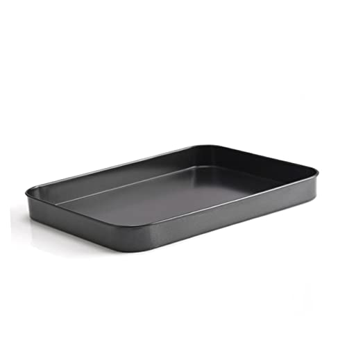 FURLOU Metal Serving Tray Accessory Tray Oven Roasting Pan Cookie Tray Black Cake Plates Cake Baking Tray Baking Pans Big Cake Brownie Baking Tools Bread Pan Black Non Stick Baking Tray Plate