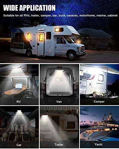 OPPKEPT LED RV Lights Exterior with 3-Level Dimmer Switch, Upgrade 12V/28V 900 Lumen RV Led Porch Light Replacement Lighting Fixtures for RVs Trailers Campers Yacht, IP67 Waterproof (Black)