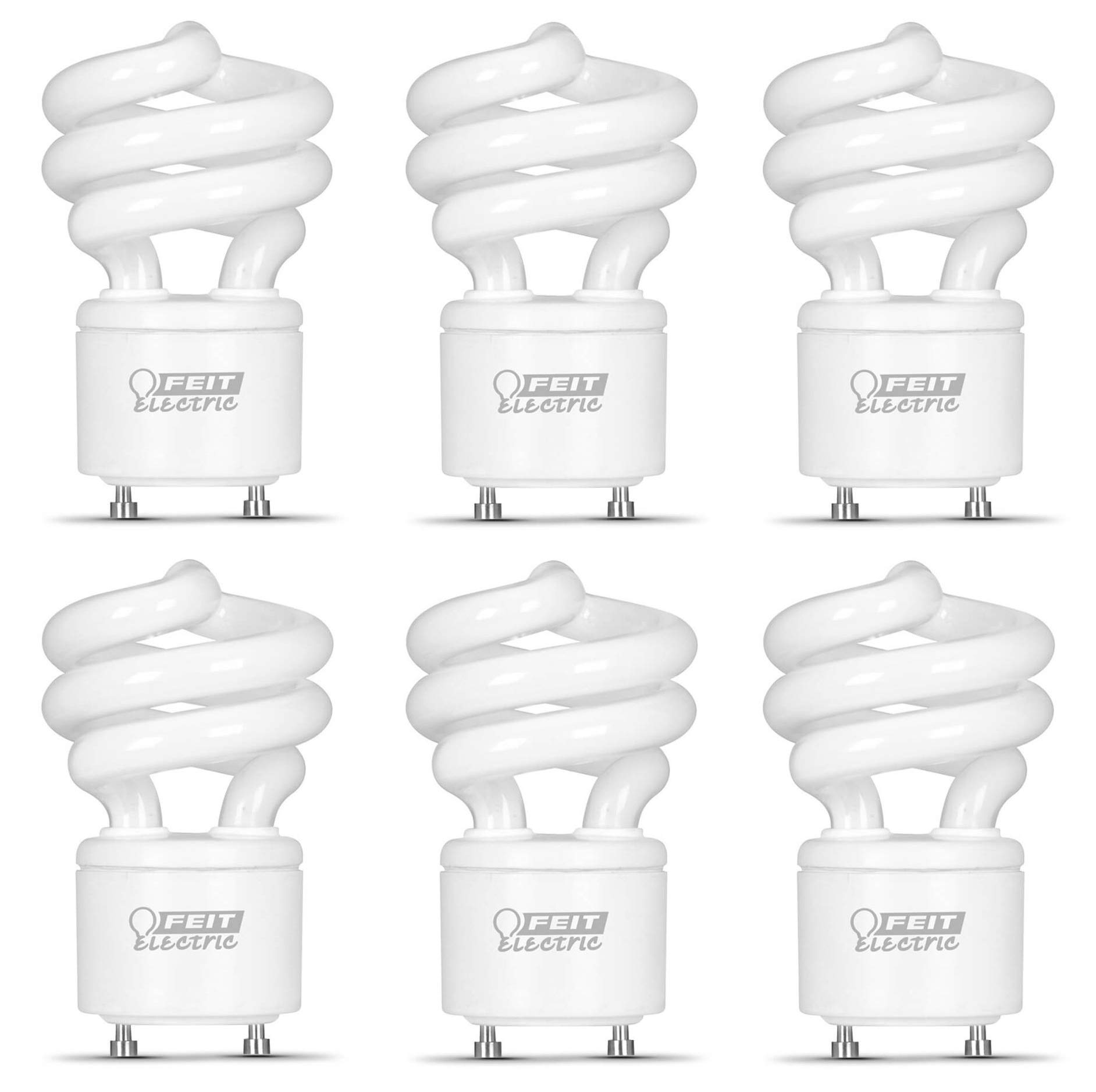 Feit BPESL13T/GU24 60W Equivalent CFL Twist GU24 Base Bulb (Pack of 6), Soft White