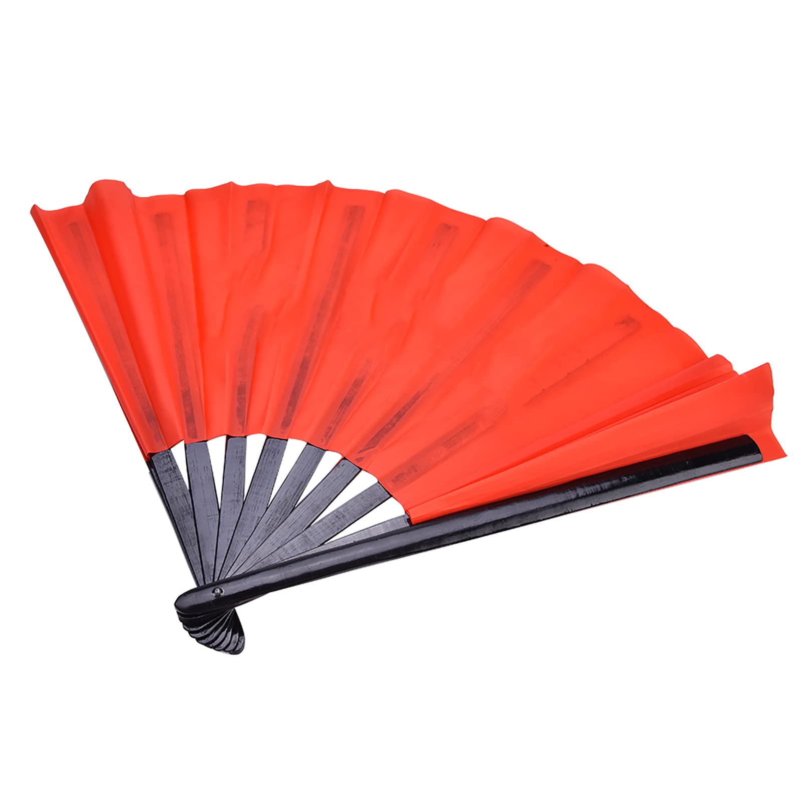 ciciglow Chinese Fan, Folding Fan, Smooth Handheld Tai Chi Training for Dance Performance(Black Club red face)