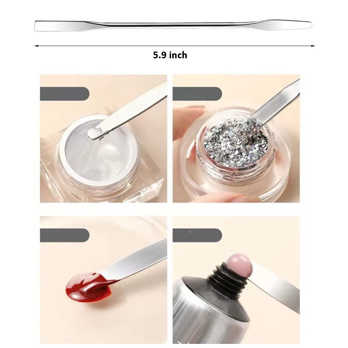 Makeup Spatula, 5Pcs Metal Cosmetic Spatulas Stainless Steel Depotting Mixer Spatula Double-Headed Beauty Spatula Mixing Tool for Cosmetics Beauty Accessories Home Salon
