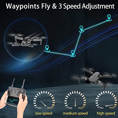 MOCVOO Drone with Dual Camera for Adults Beginners Kids, Foldable RC Quadcopter, Toys Drone Gifts, 1080P FPV Video, 3 Batteries, Carrying Case, One Key Start, Headless Mode, Waypoints fly, 360° Flips