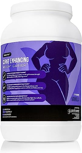 Gluteboost ThickFix Curve Enhancing Weight Gainer Shake - Grass-Fed Whey Protein Powder with Amino Acids - Increase Curves and Muscle Mass - Volumizer Supplement for Women - Creamy Vanilla