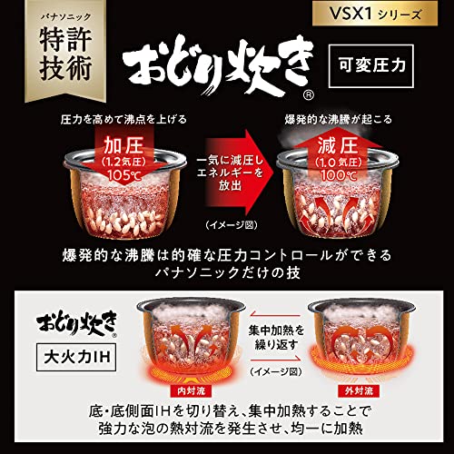 Panasonic SR-VSX181-W Steam & Variable Pressure IH Rice Cooker 10 Go Cook IoT Compatible White 100V