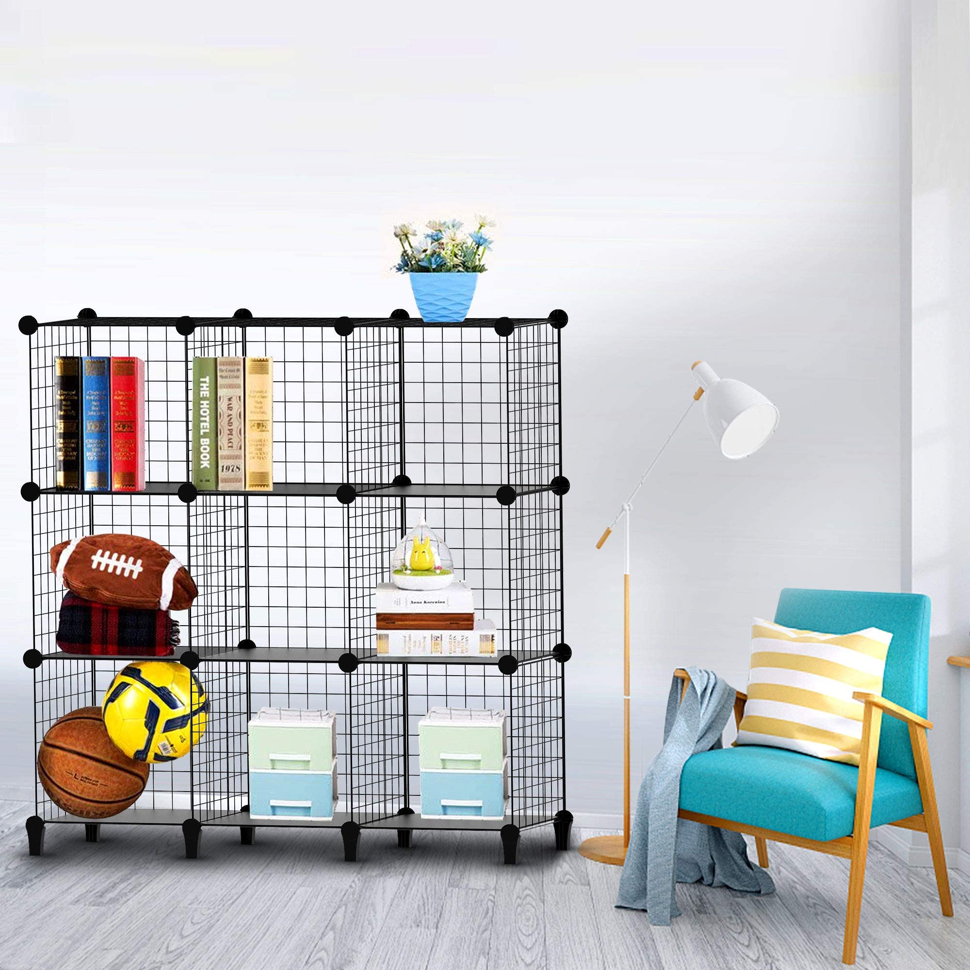 HOMIDEC Cube Storage, Storage Shelves 9 Cube Bookshelf Bookcase Closet Organizer and Storage Wire Storage Cube Multi-Use DIY Storage Cube Shelf for Books, Toys, Clothes, Tools