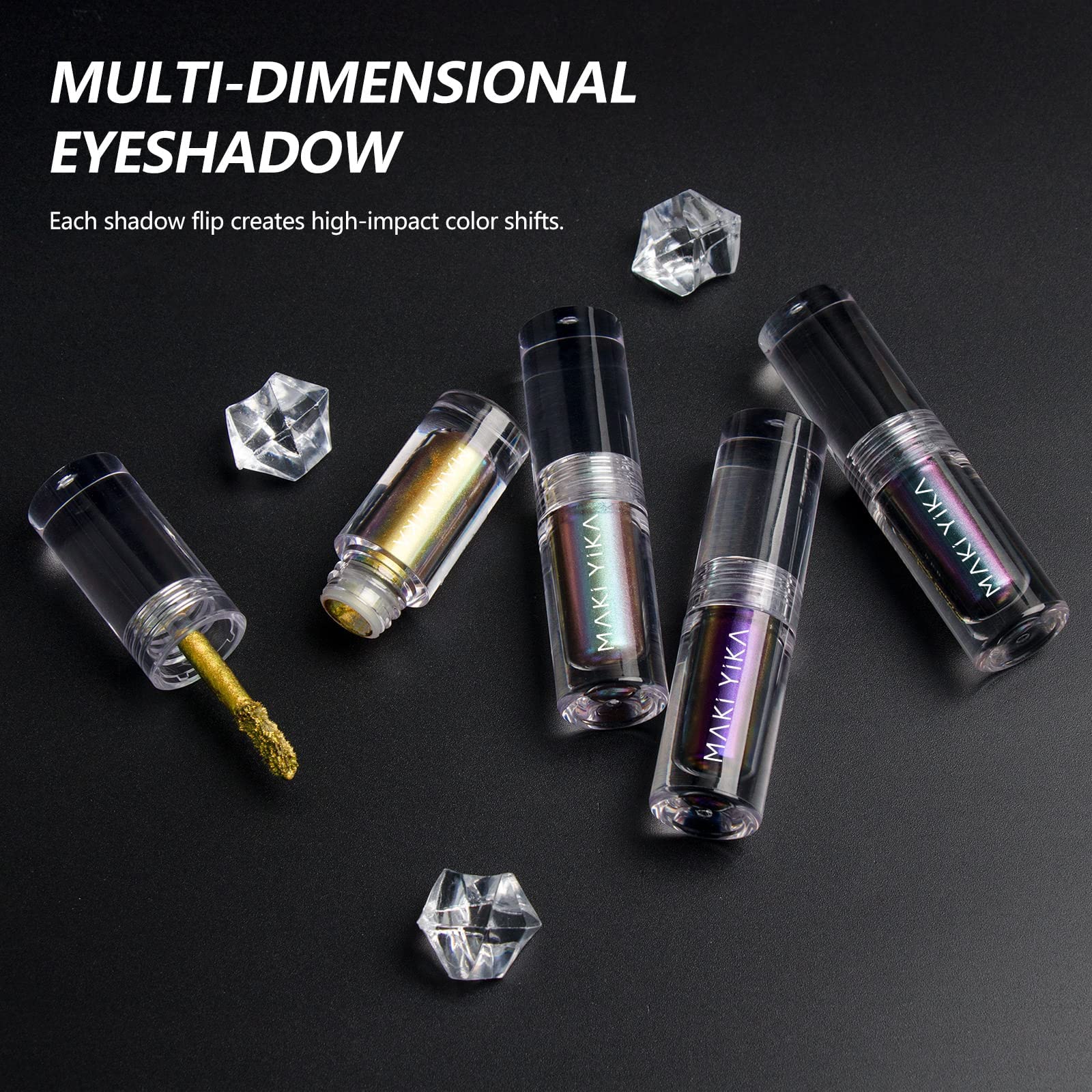 MAKI YIKA Glitter Eyeshadow Rose Pink Liquid Multichrome Eyeshadows Long Lasting, Metallic Chameleon Eye Shadow Smudgeproof Holographic Multi-Dimensional Eye Looks (#5 Moonbow)