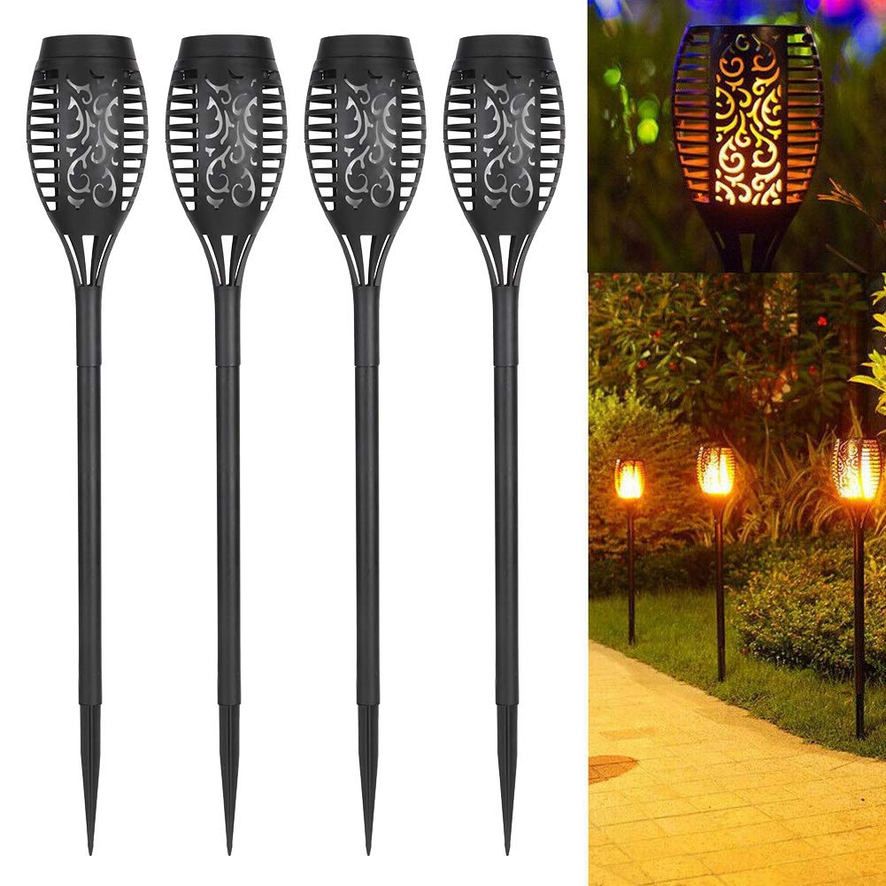 WINSHIDEN Solar Tiki Torches with Flickering Flame, 4 Pack Premium 33 LEDs Solar Flame Torch -IP65 Waterproof Flame Solar Lights Outdoor Landscape Decorative Torch Lights for Driveway Yard Patio