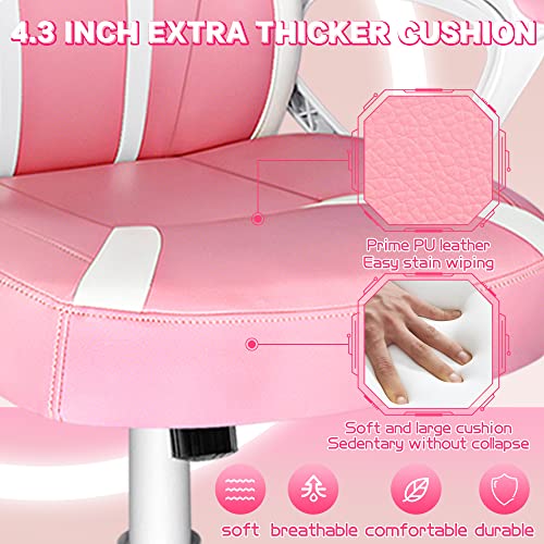 JOYFLY Pink Video Gaming Chair for Kids, Gamer, Girls, Teens Adults Computer Chair Silla Ergonomic Chair(Pink-White)