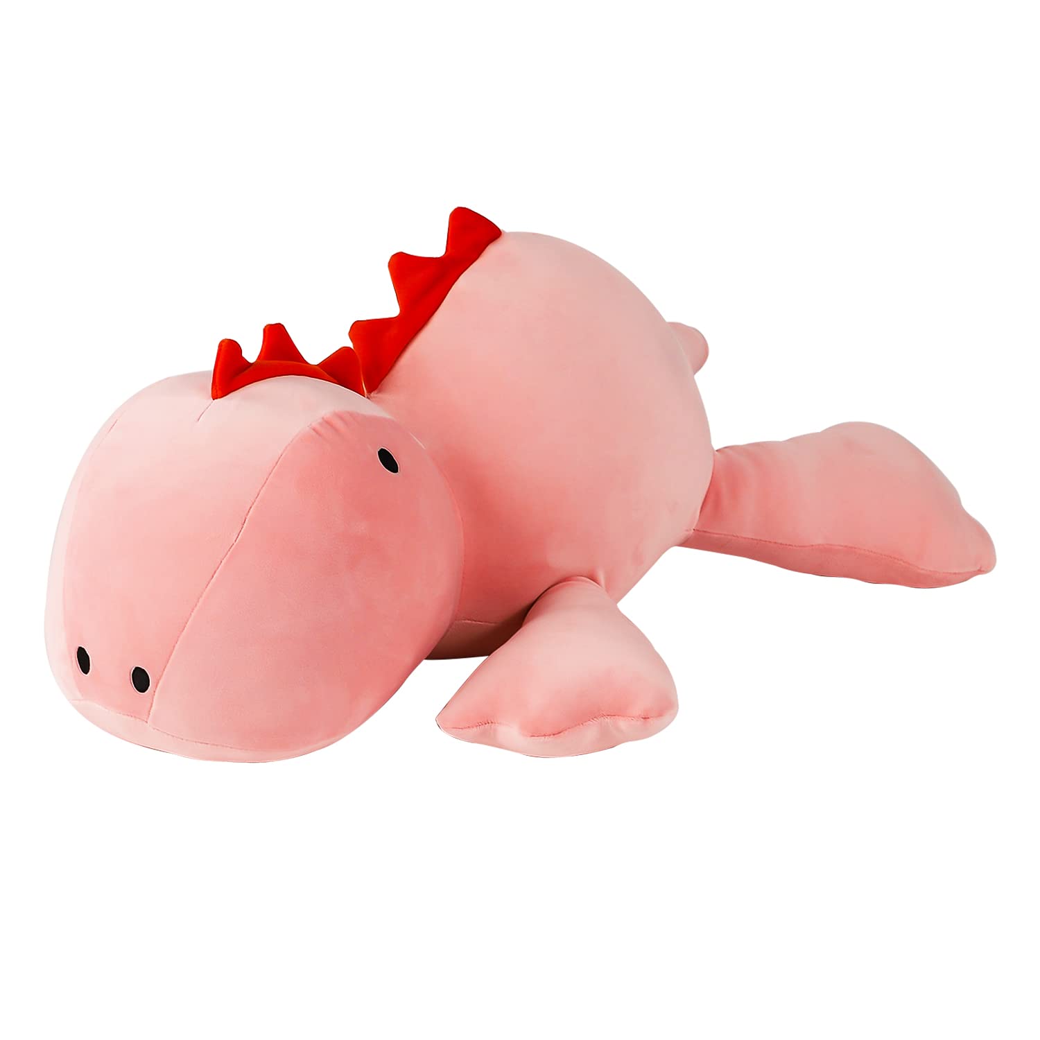 Dinosaur Weighted 3.5 lbs Stuffed Animals, Filling with PP Cotton and Weighted Beads, Adorable Pink Design, Ideal Throw Pillow, Decoration