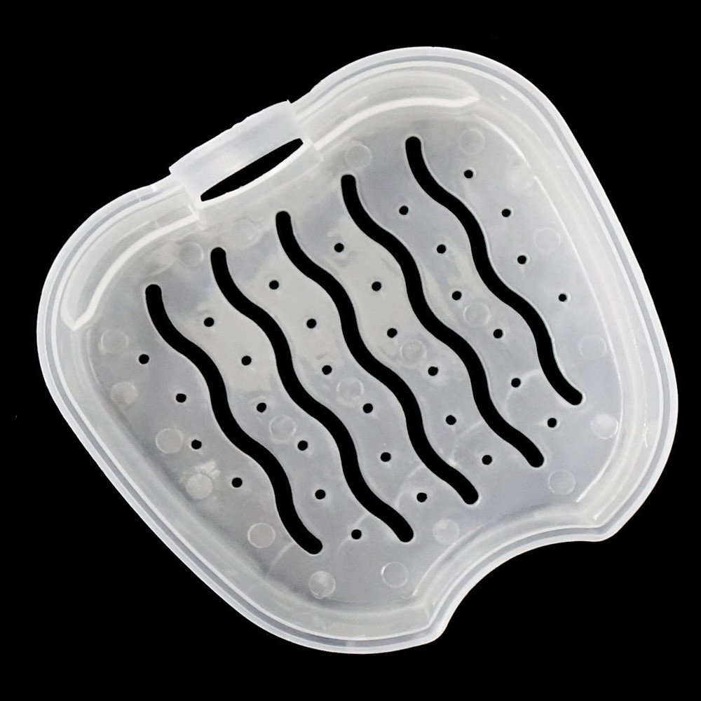 FUELEGO 1pcs Denture Bath Box Cup Retainer Holder Box with Clear Filter Basket Portable Dentures Night Guard & Retainers Complete Clean Care for Dentures