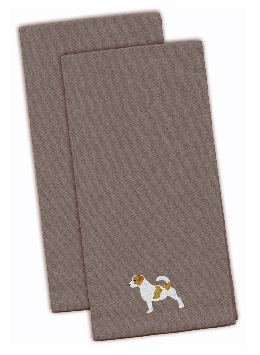 Caroline's Treasures BB3407GYTWE Jack Russell Terrier Gray Embroidered Towel Set of 2 Decorative Bathroom Guest Hand Towel for Hand, Face, Tea, Dishcloth, 19 X 25, Grey