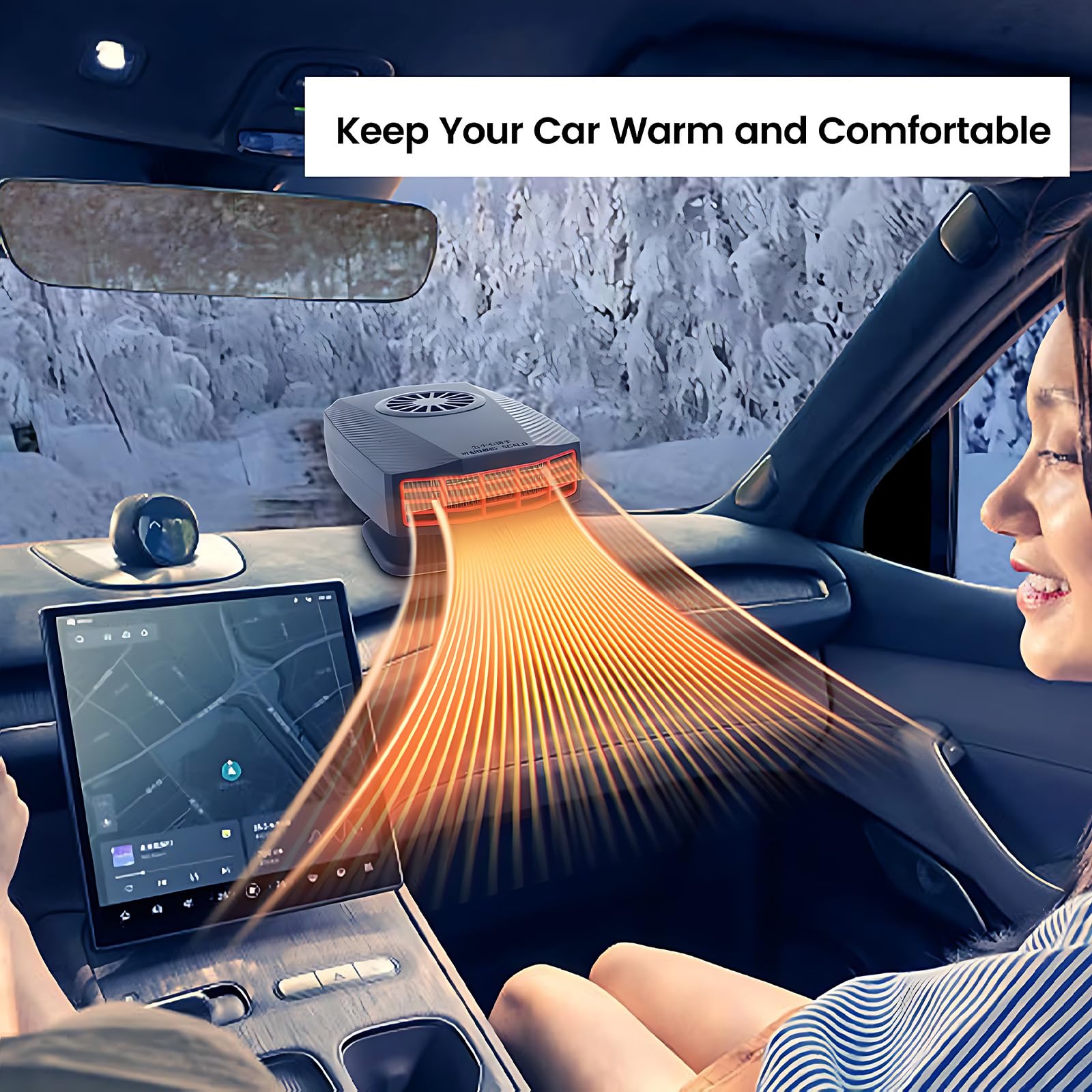 Car Heater Fan,12V 150W Portable Windshield Defogger and Defroster Fast Heating&Cooling Fans Car Heater That Plugs Into Cigarette Lighter 360 Degree Rotary Base
