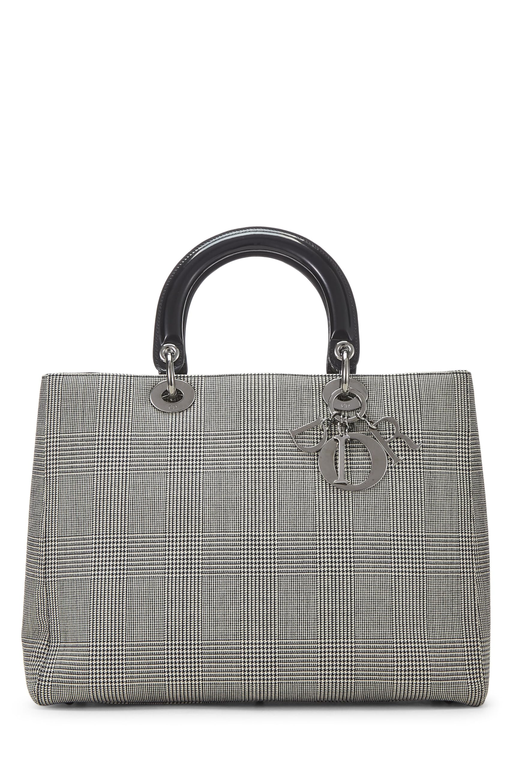 Dior, Pre-Loved Black Houndstooth Lady Dior Large, Black
