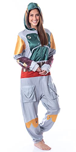 Star Wars Mens' Boba Fett Hooded Costume Union Suit One-Piece Pajama (2XL/3XL) Grey
