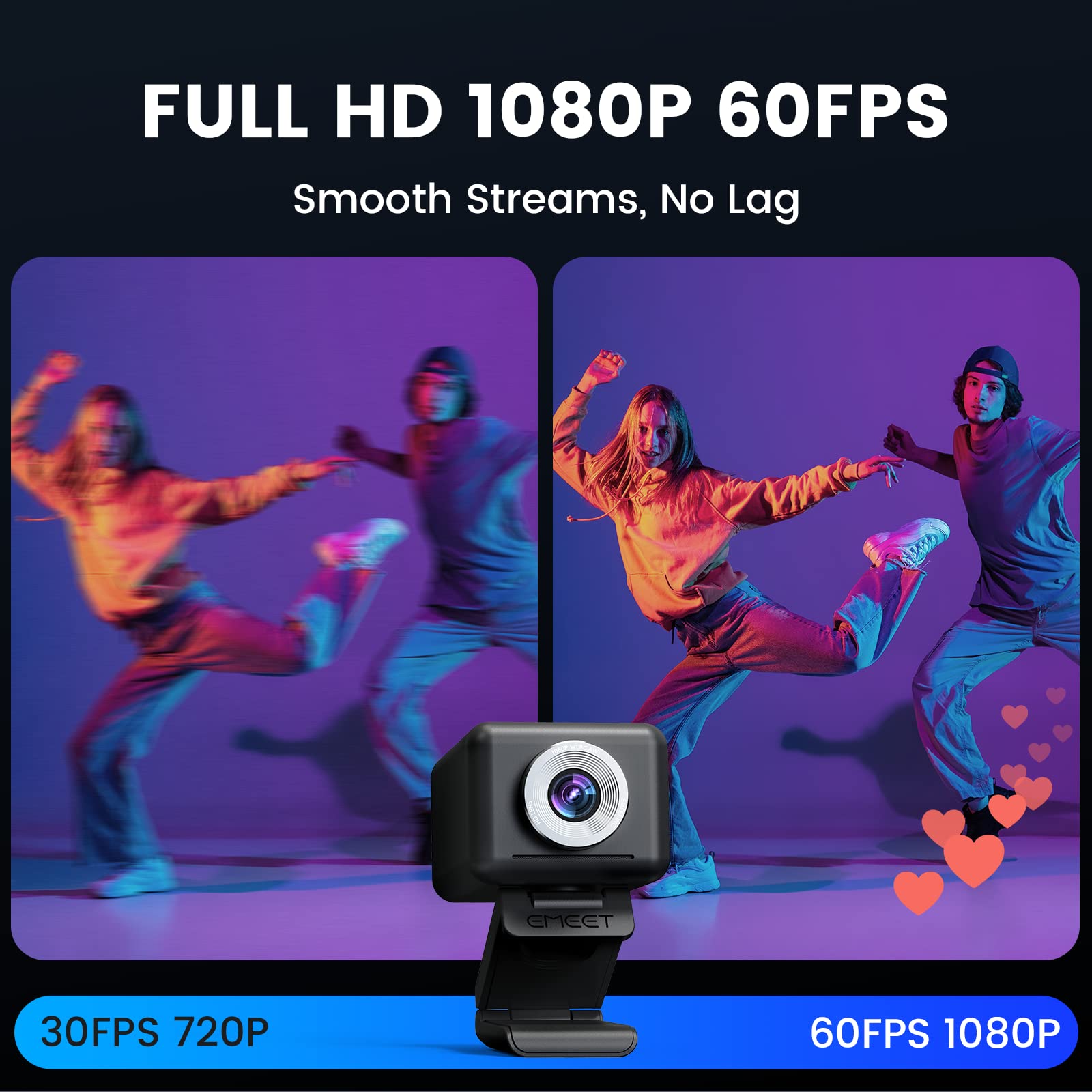 EMEET 1080P Webcam with Microphone C965 USB Speakerphone for Live Streaming, 1080p60 HD Webcam C990