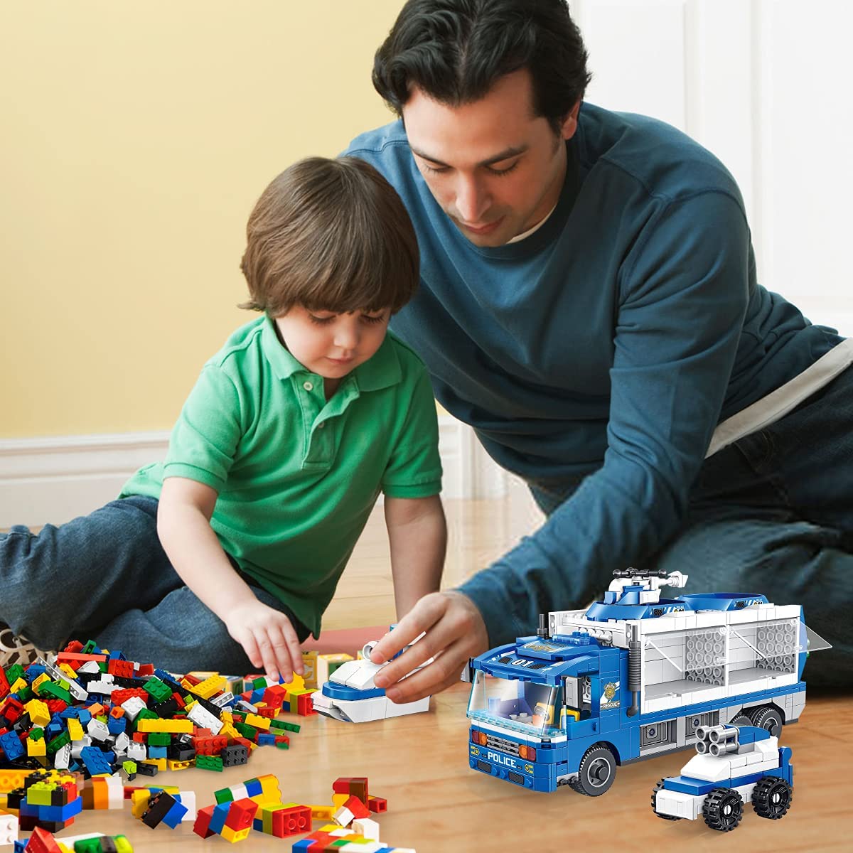 PANLOS 655 PCS Robot Building Toy, 6-in-1 Kids Engineering Fire Truck Building Blocks Kit, STEM Learning Building Bricks Toys Set for Kids Children Boys & Girls Age 4-8