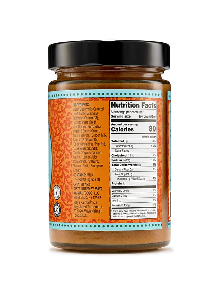 Maya Kaimal Butter Masala Sauce, 12.5 oz, Mild Indian Simmer Sauce with Creamy Tomato and Ginger. Vegetarian, Gluten Free