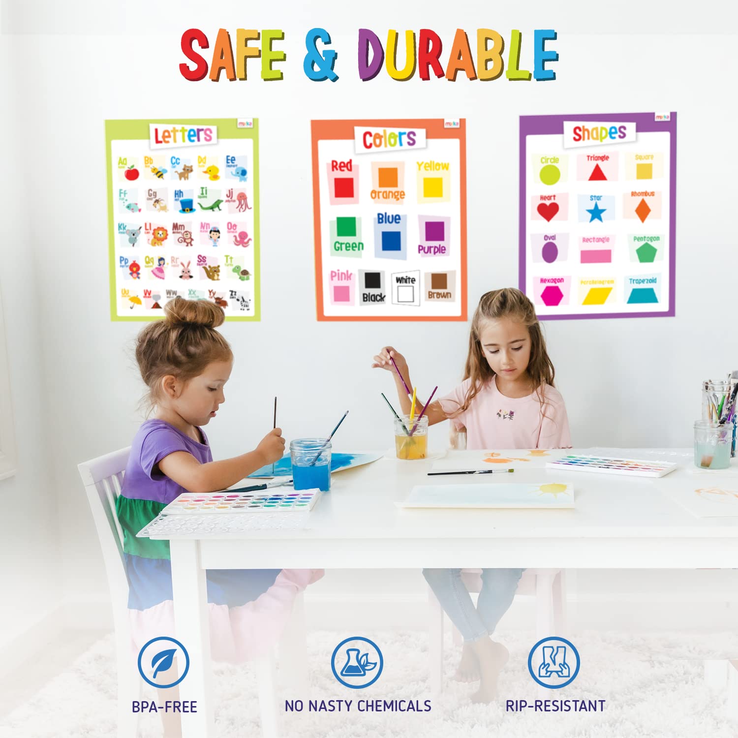 merka Toddler Flash Cards ABC Flash Cards Toddler Learning Flash Cards Preschool Homeschool Curriculum Kit Practice Book Sticker Set and Posters Learning Letters Numbers Shapes and Colors