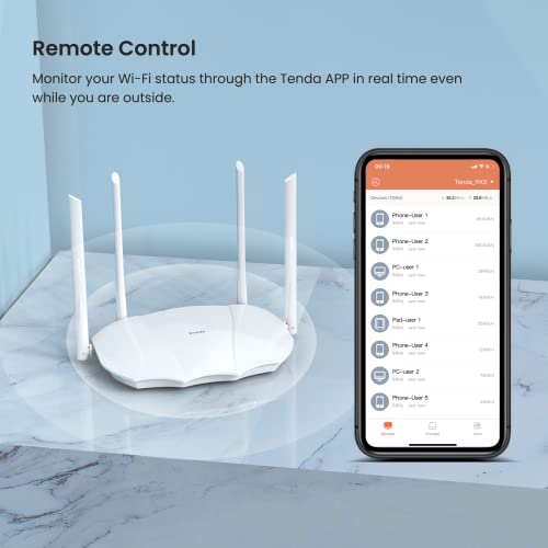Tenda WiFi 6 AX3000 Smart WiFi Router, Dual Band Gigabit Wireless Internet Router, AX Router with 4 Gigabit Ports, OFDMA+MU-MIMO, Parental Control+Remote Control, Easy App Setup, IPV6&WPA3, RX9(White)