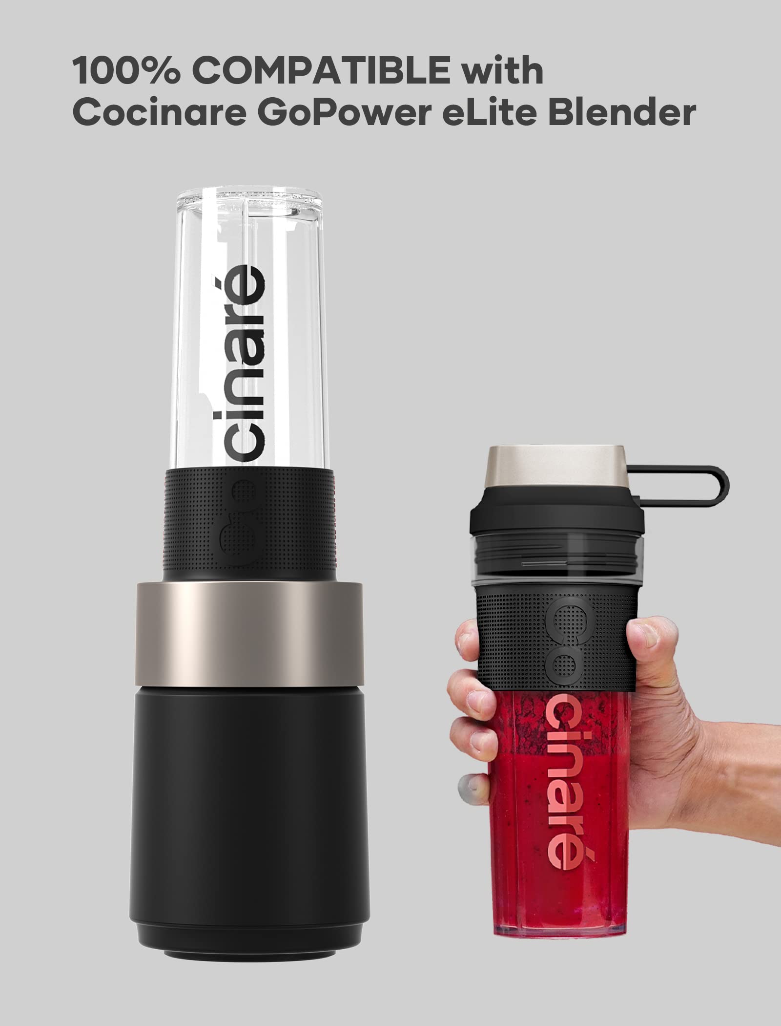 Cocinare 16oz Shaker Bottle, Perfect for Smoothies and Protein Shakes, Compatible Gopower eLite, Black