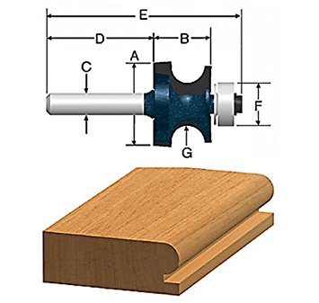 Bosch 85666MC 1-Inch Diameter 43/64-Inch Cut Edge Beading Router Bit 1/4-Inch Shank