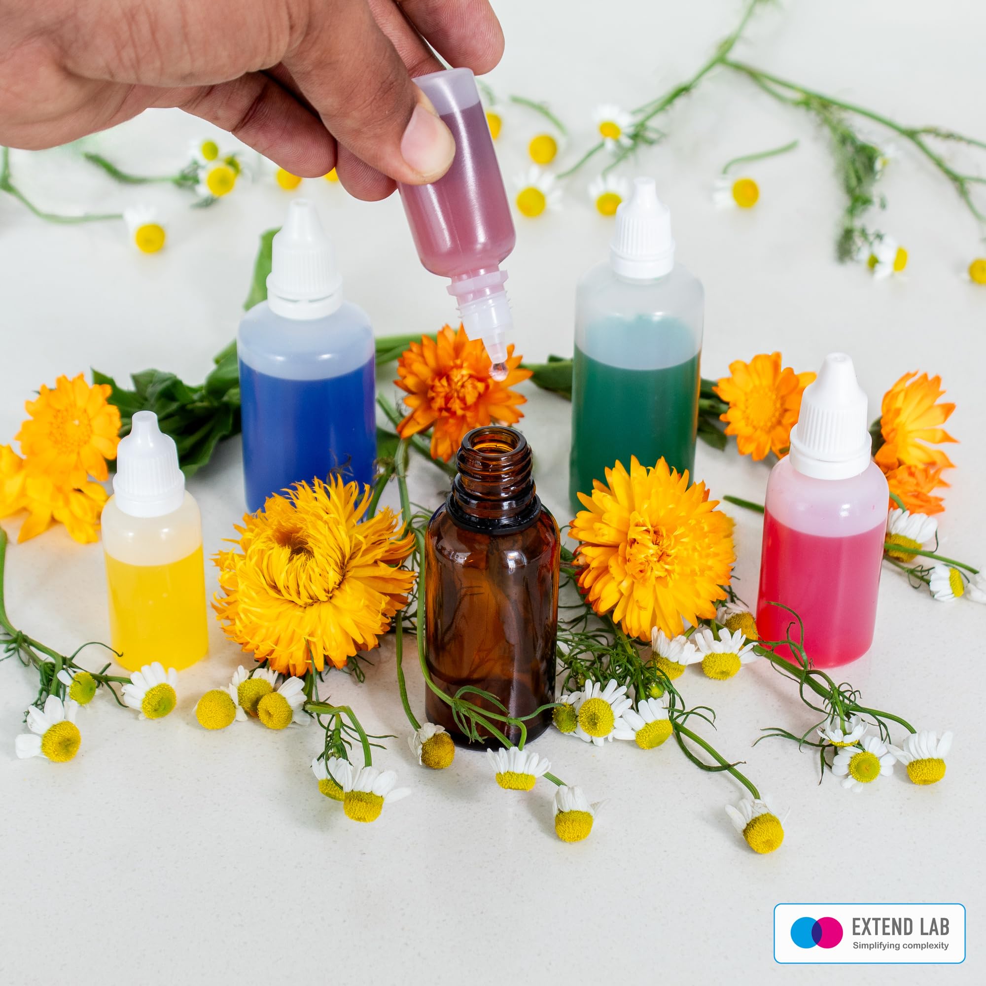 EXTEND LAB Plastic Dropper Bottle - Squeezable Eye Dropper Bottles - Refillable Mini Dropper Bottles with Srew Cap - Ideal for Essence, Oil and More - 60ml, 5 PCS