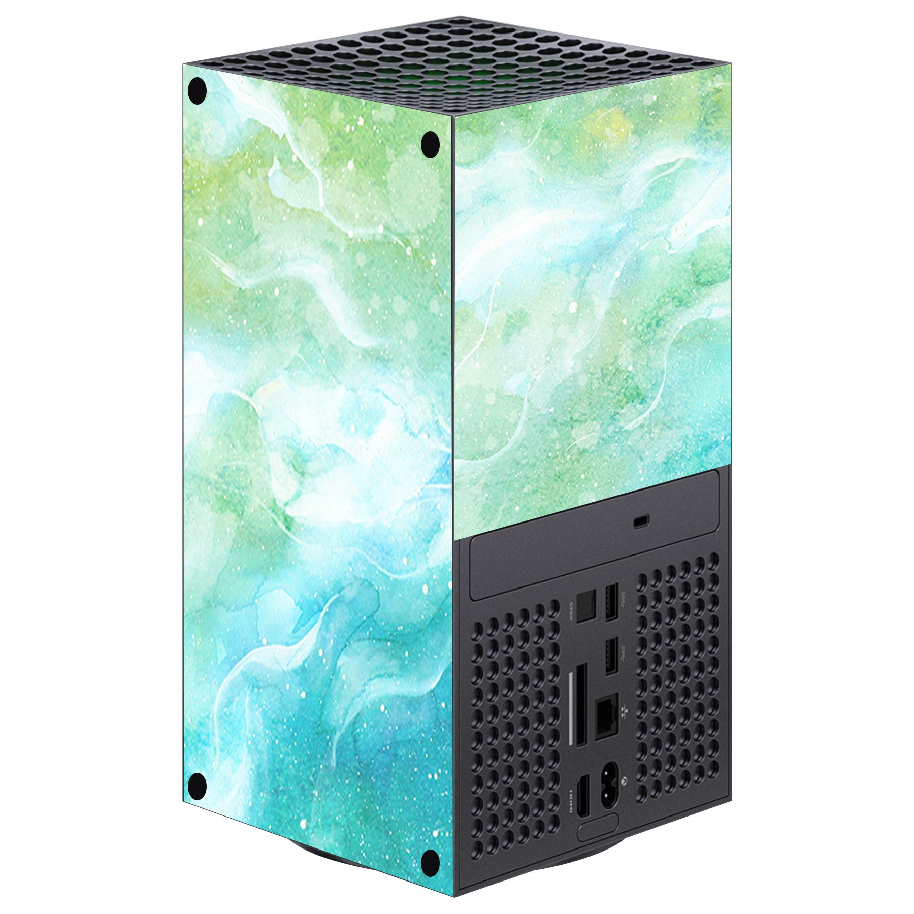 PlayVital Blue Green Watercolour Custom Vinyl Skins for Xbox Series X, Wrap Decal Cover Stickers for Xbox Series X Console Controller