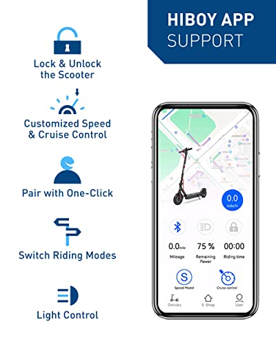 Hiboy KS4 Pro Electric Scooter with 500W Motor, 19 MPH 25 Miles Range, 8"-10" Tires Electric Scooter Adults, Portable Folding Commuting E-Scooter with Double Braking System and Hiboy App