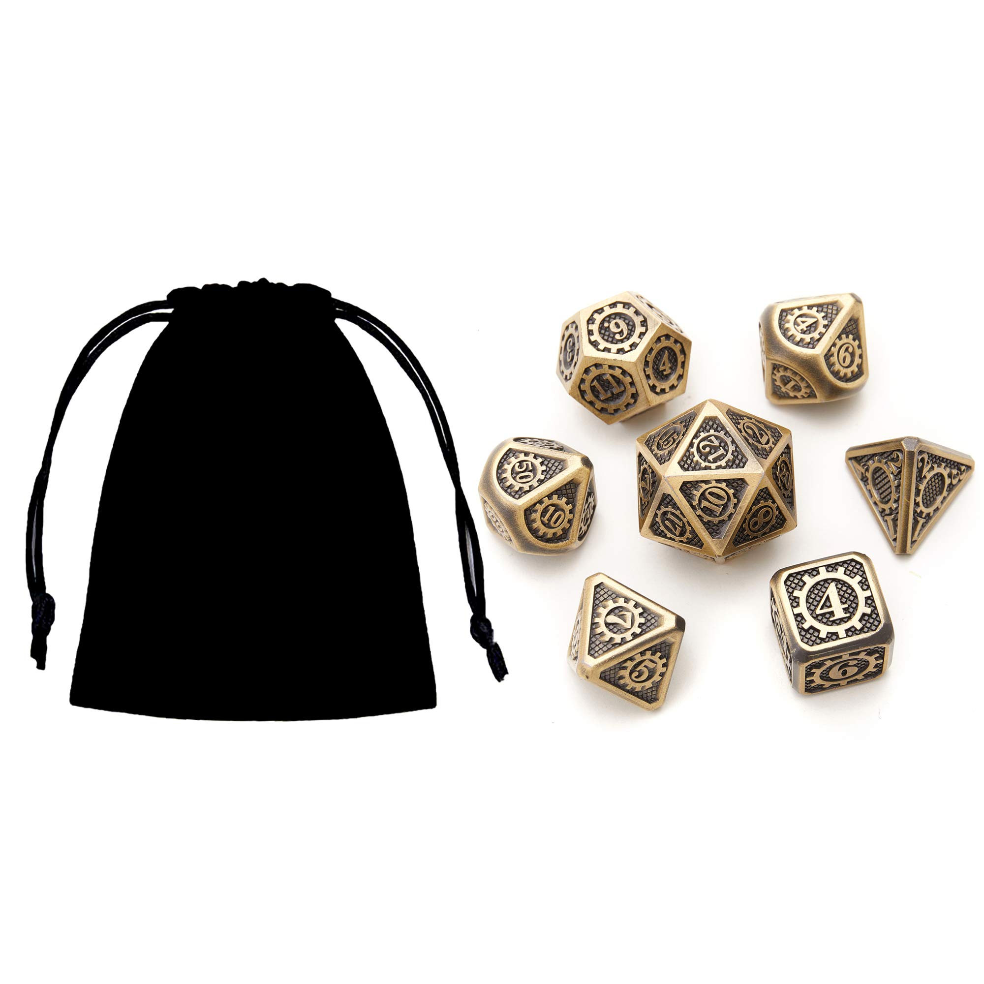 Metal Dice D&D, Dragon and Dungeon Polyhedral Metal Dice Set for RPG (Dungeon and Dragon Role Playing Games), and Enamel D&D Dice with Storage Bag (7-Piece Set)