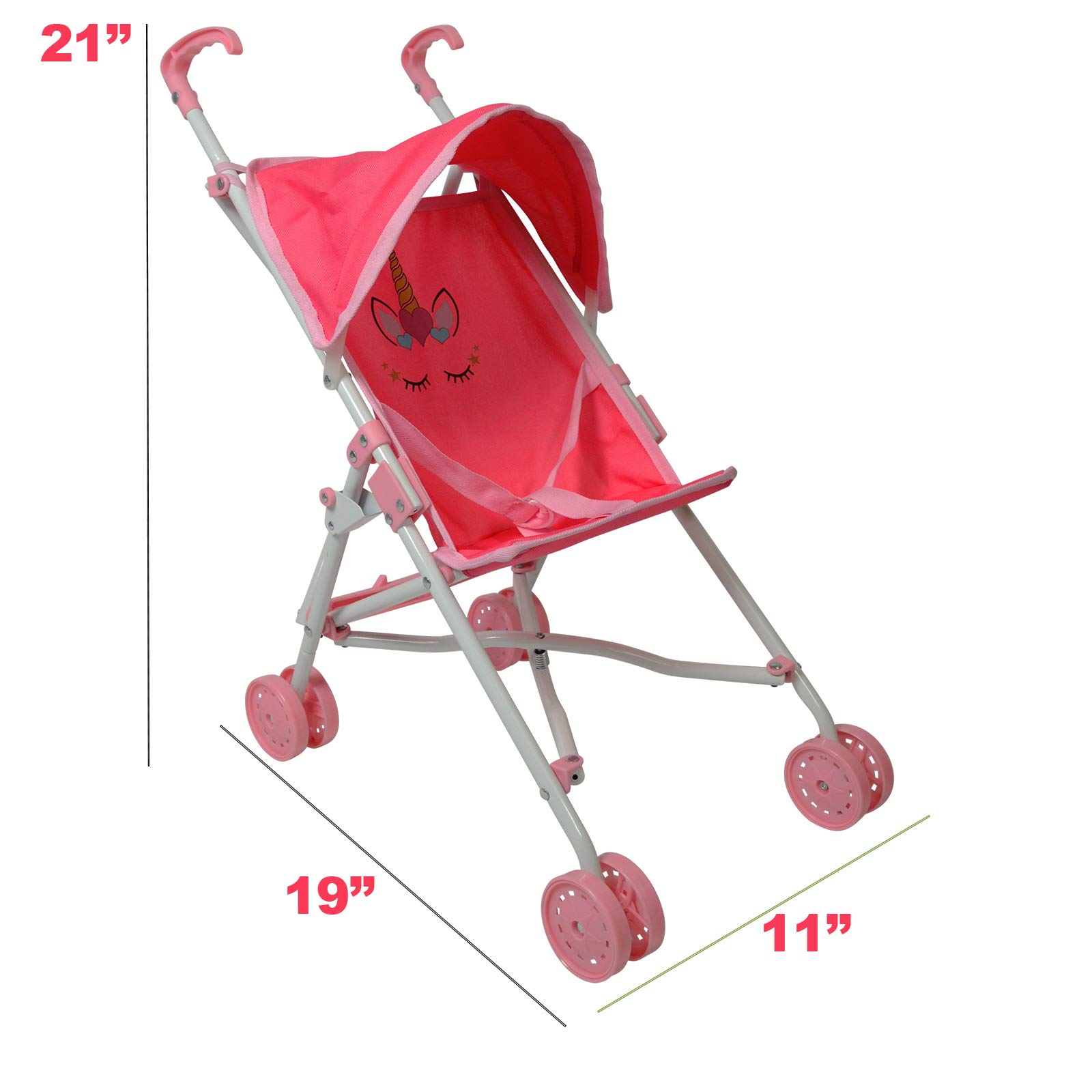 Unicorn Baby Doll Accessories - Pretend Play Kids Toys - Great for Travel (Doll Stroller)