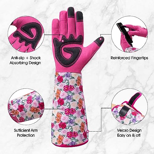Long Gardening Gloves for Women/Men, Breathable Thorn Proof Rose Pruning Forearm Protection Gauntlet, Best Gifts for Gardeners with Yard & Outdoor Work, Recommended by Master Gardener Program