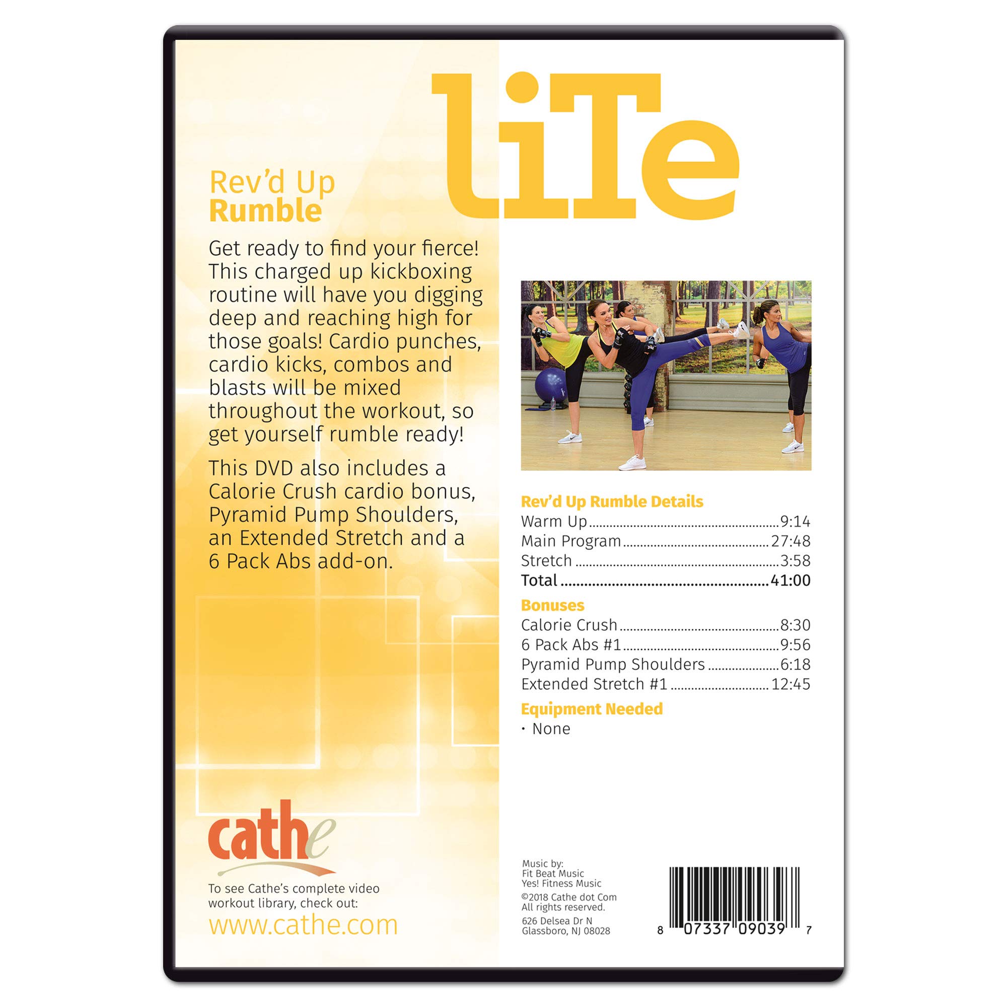 Cathe Friedrich LITE Rev'd Up Rumble Kickboxing Low Impact Exercise DVD - Lose Weight and Get In Shape With This Fat Burning Cardio Kickbox Weight Loss Workout DVD